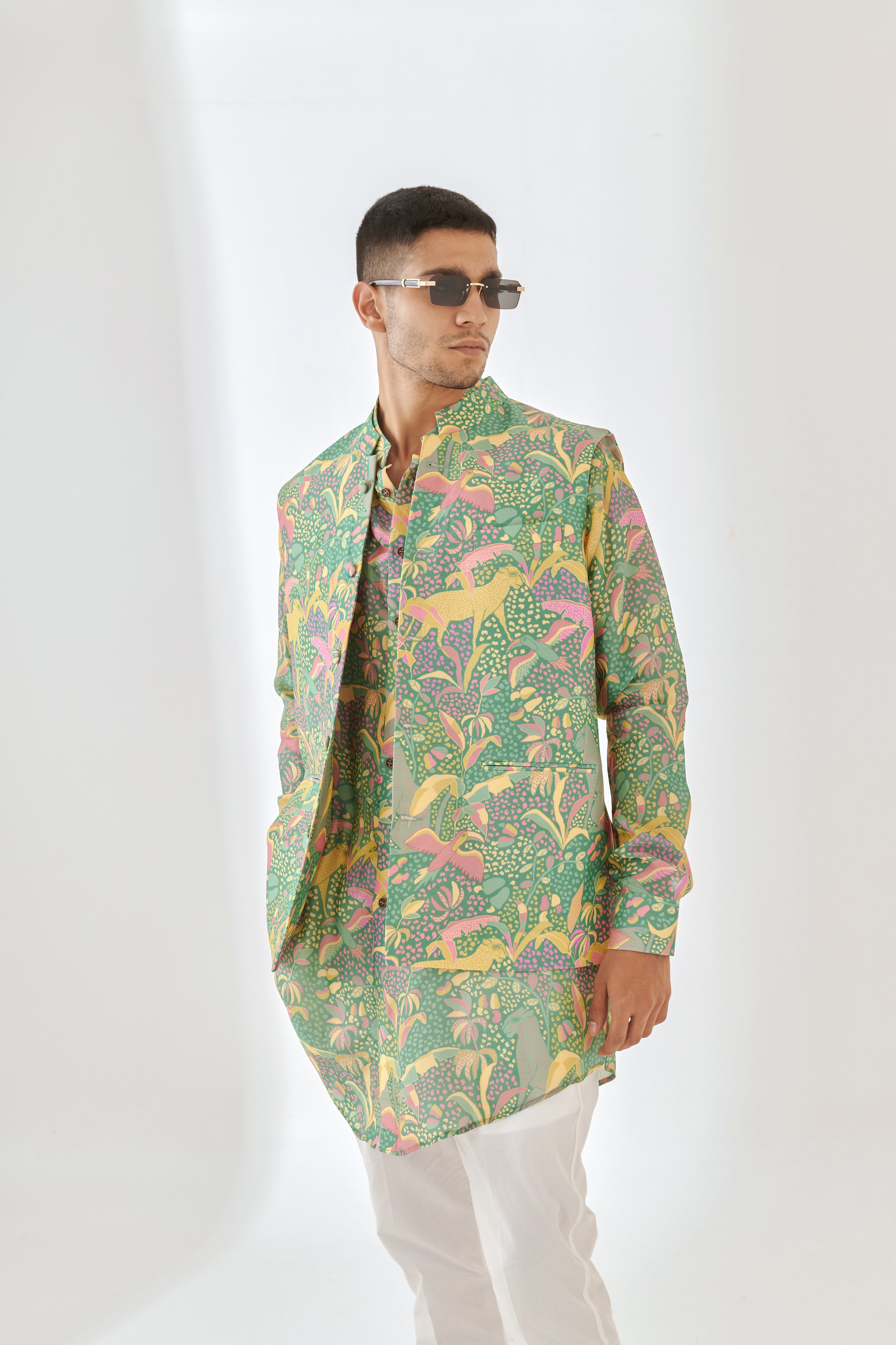 Shaye Green Floral Kurta Bandi Set – QB - QUINTESSENTIAL BASICS